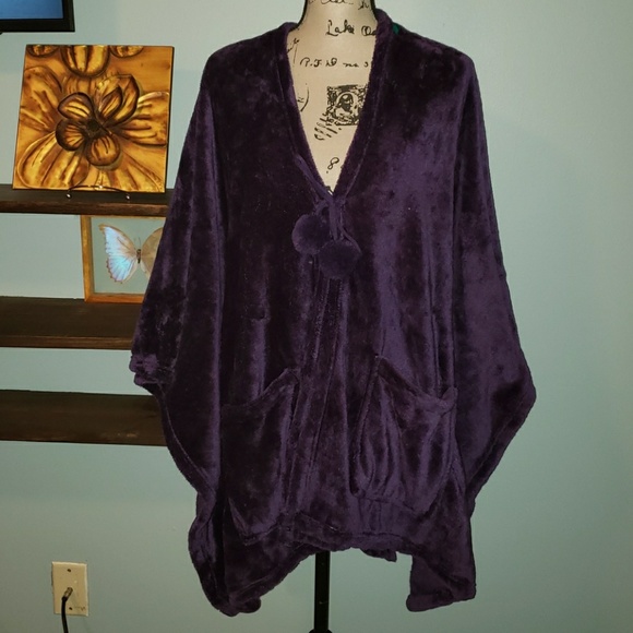 Boutique | Jackets & Coats | New Purple Fleece Pom Pom Sharkbite Hem ...